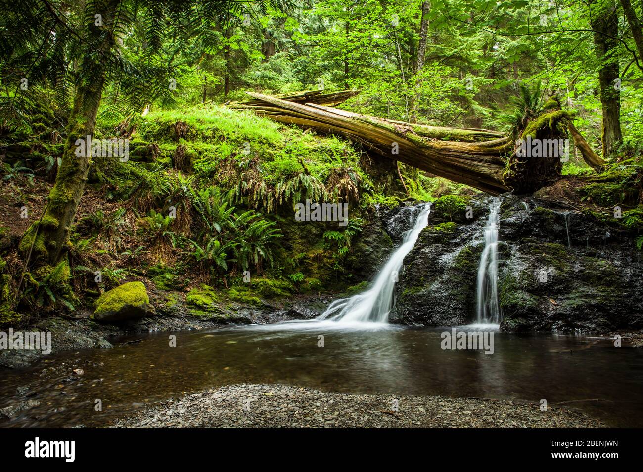 The upper Cascade Fall in Moran State Park, Orcas Island, Washington ...