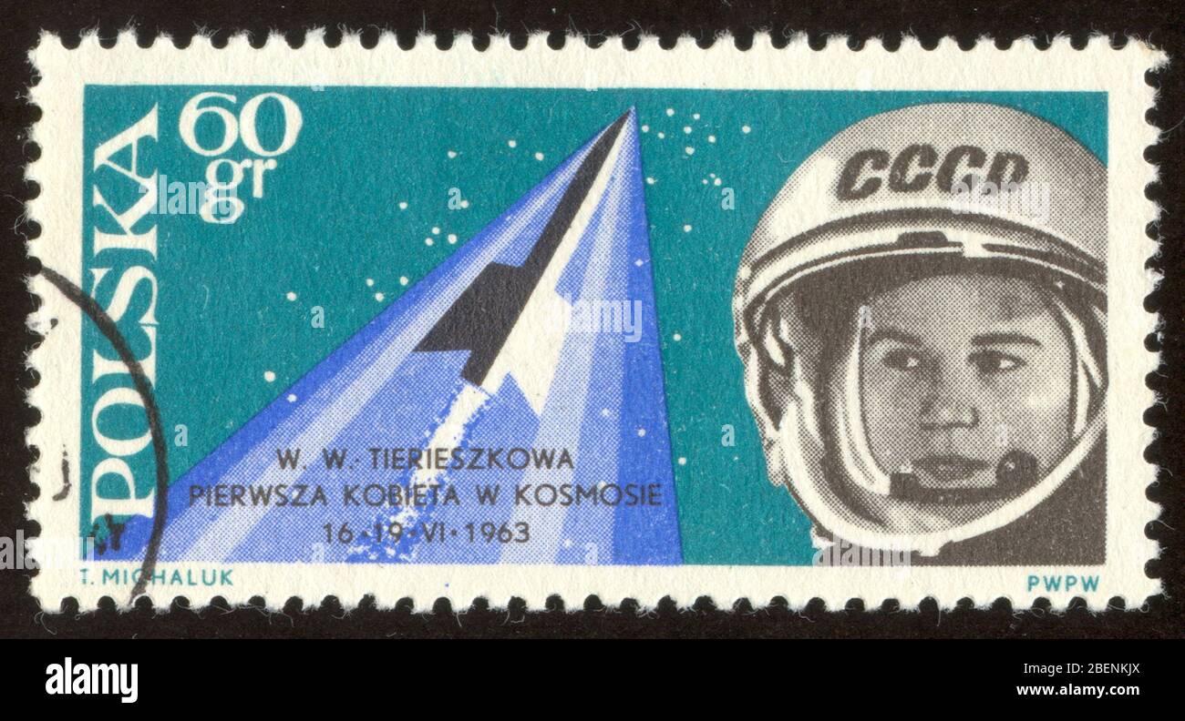 The scanned stamp. The Polish stamp. The first woman astronaut ...