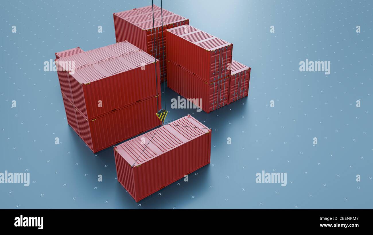 Group of cargo containers on a virtual surface Stock Photo - Alamy