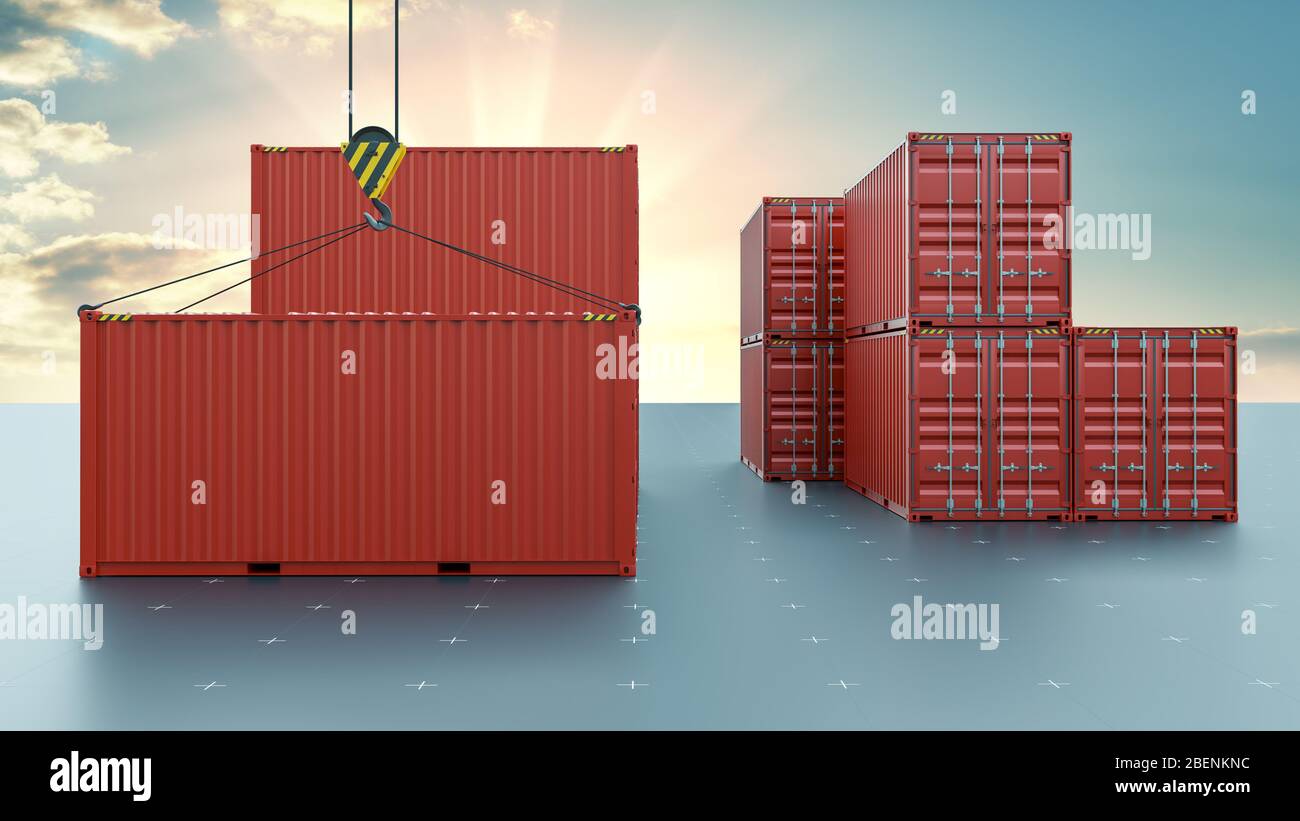Group of cargo containers on a virtual surface Stock Photo - Alamy