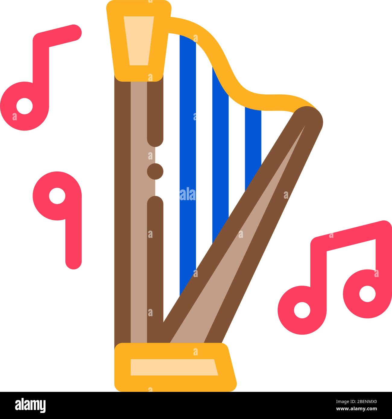 musical harp icon vector outline illustration Stock Vector Image & Art ...
