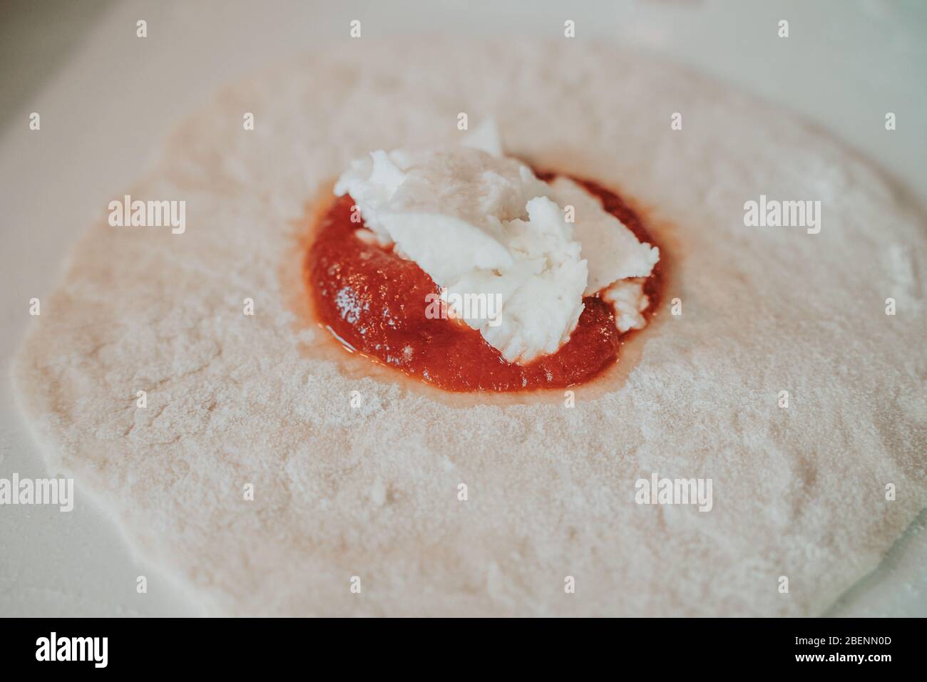 Making of home made Panzerotti snacks from Puglia, Italy Stock Photo ...