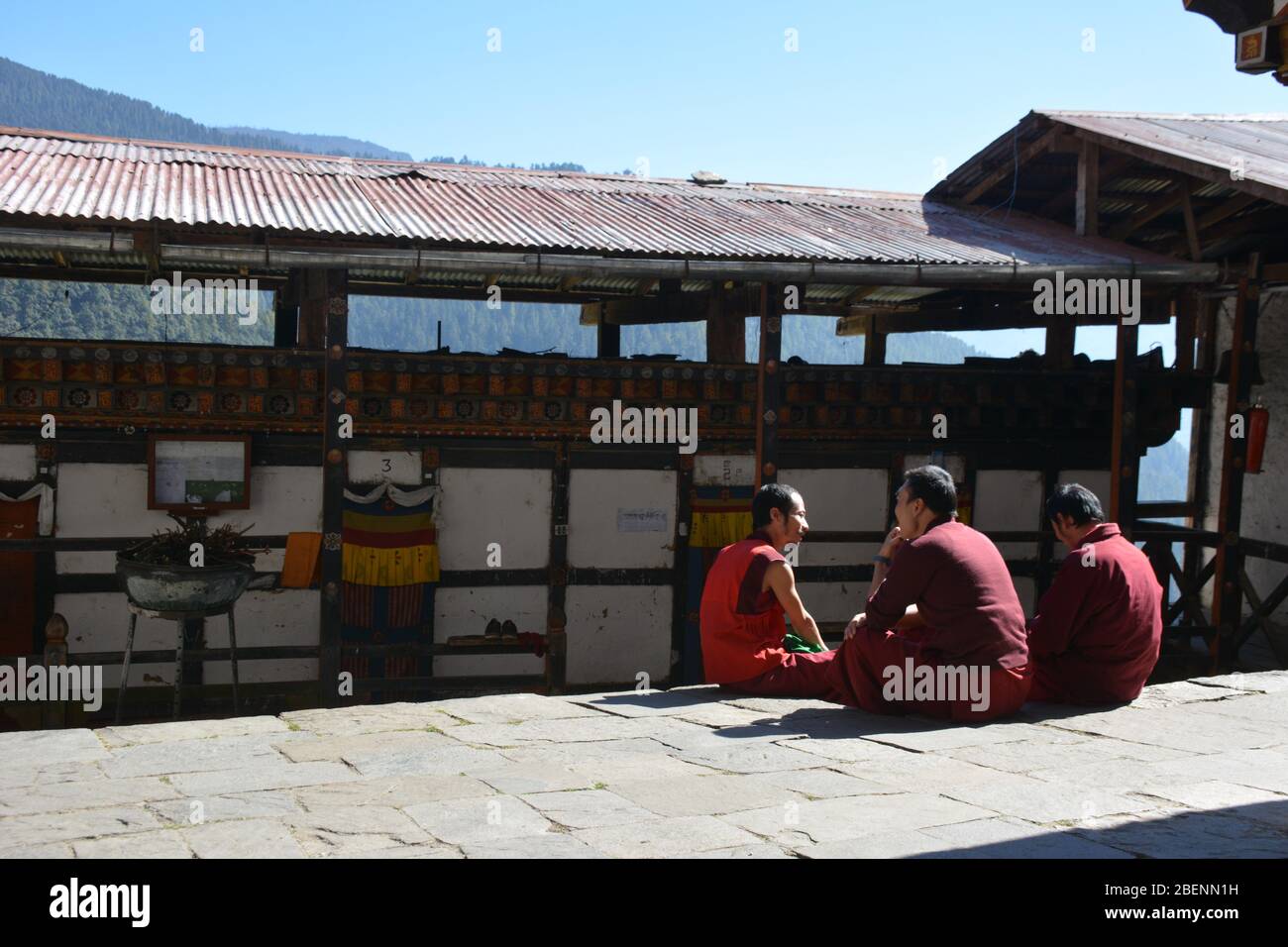 Monks at the Cheri Monastery (Chagri Dorjeden) meditation centre near ...