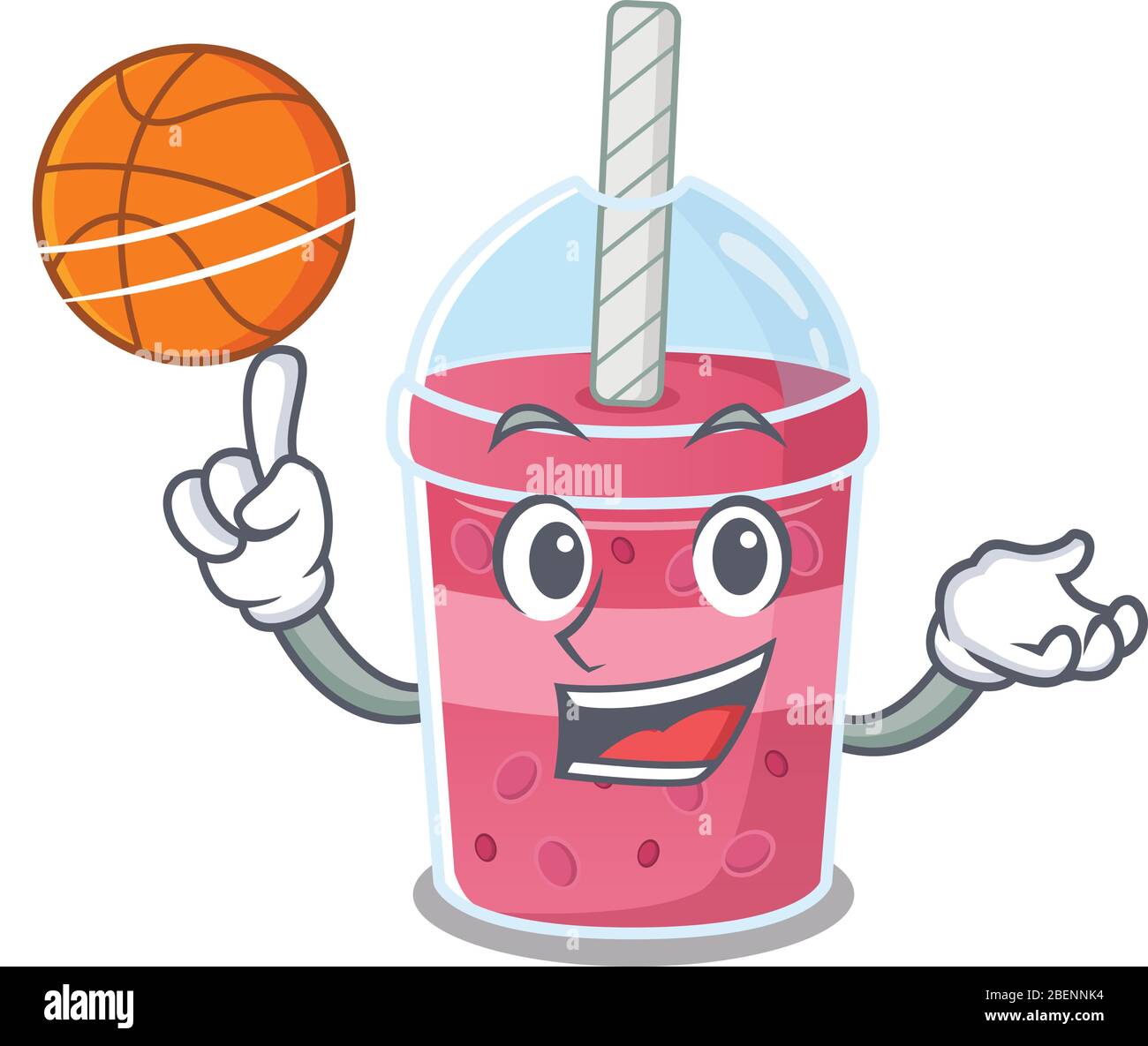 Gorgeous strawberry bubble tea mascot design style with basketball ...