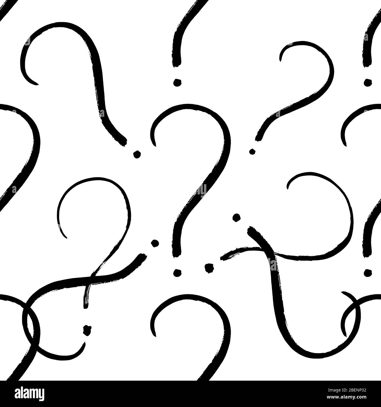 Question marks, conceptual vector seamless pattern in black and white ...