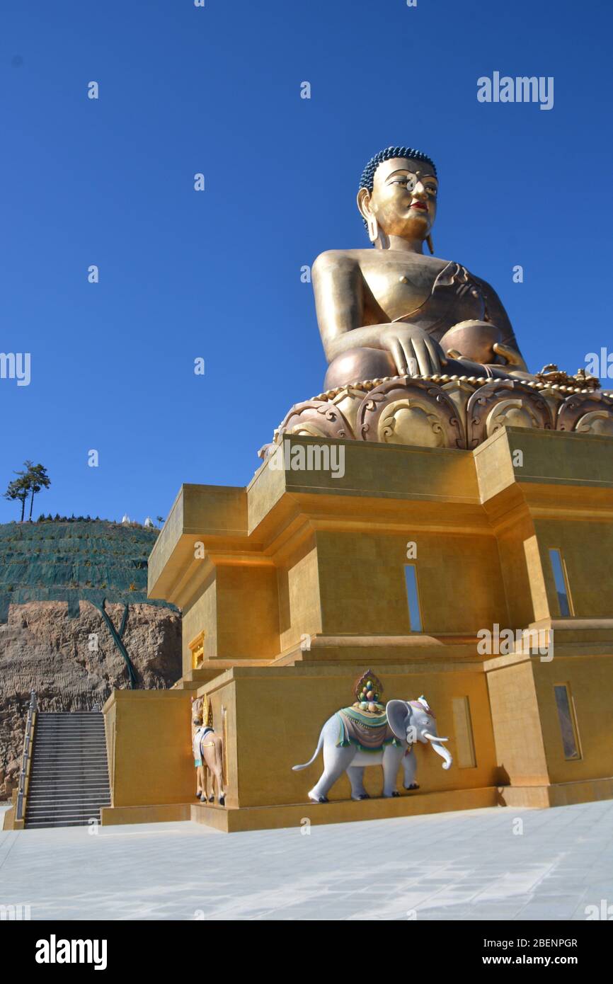 The 169 ft tall Buddha Dordenma statue near Thimphu, Bhutan Stock Photo ...
