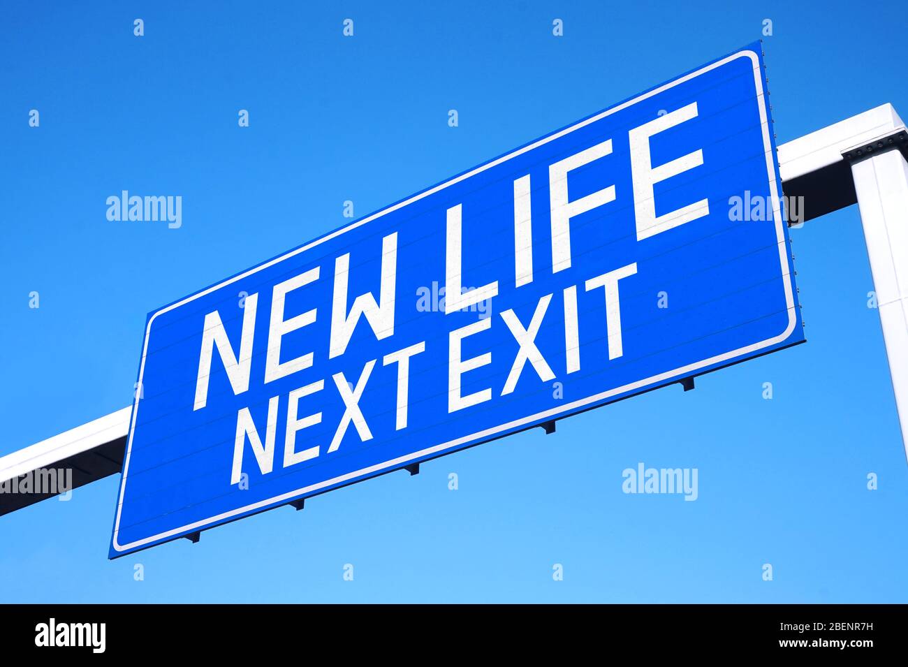 New life - next exit - street sign Stock Photo - Alamy