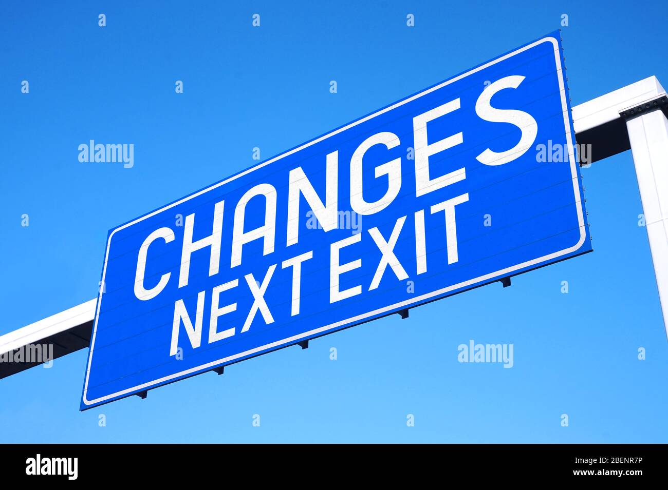 Changes - next exit - street sign Stock Photo - Alamy