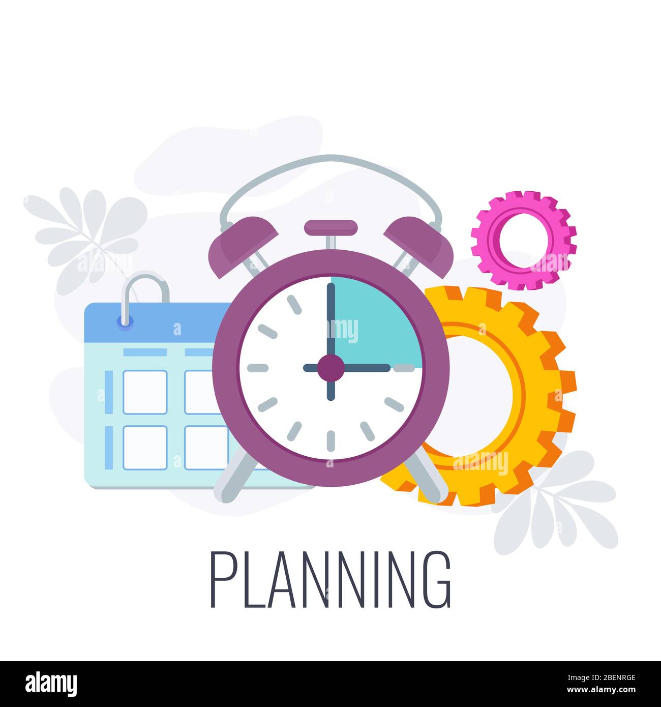 Clock, calendar and gear. Marketing Flat vector illustration Stock ...