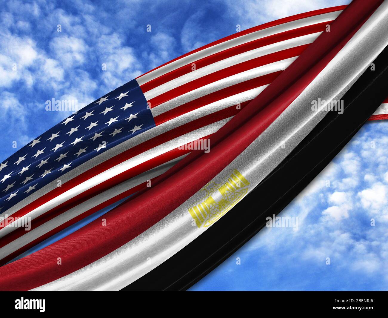 flag of America with Egypt flag on sky background Stock Photo - Alamy