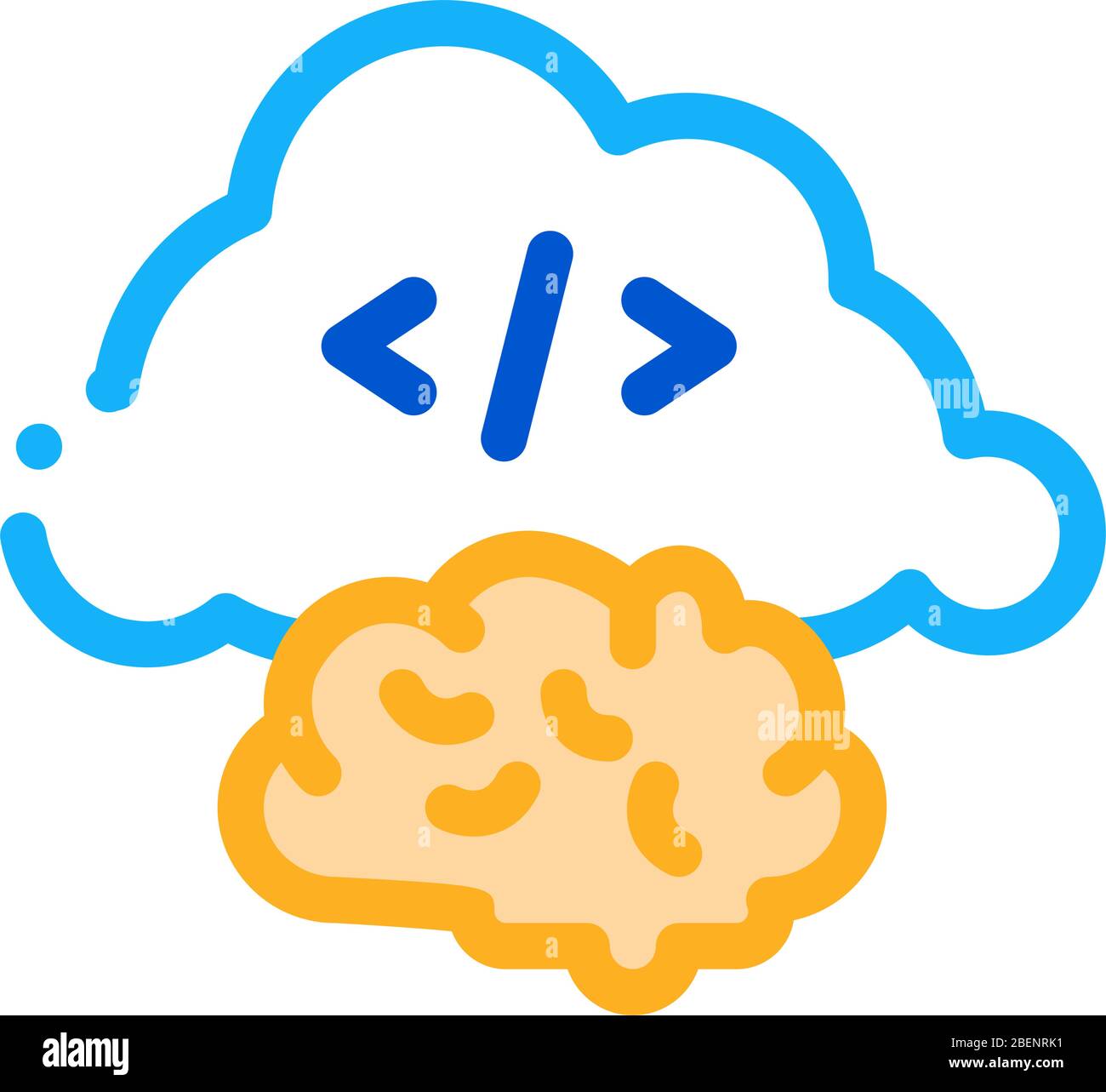 brain cloud separation icon vector outline illustration Stock Vector ...