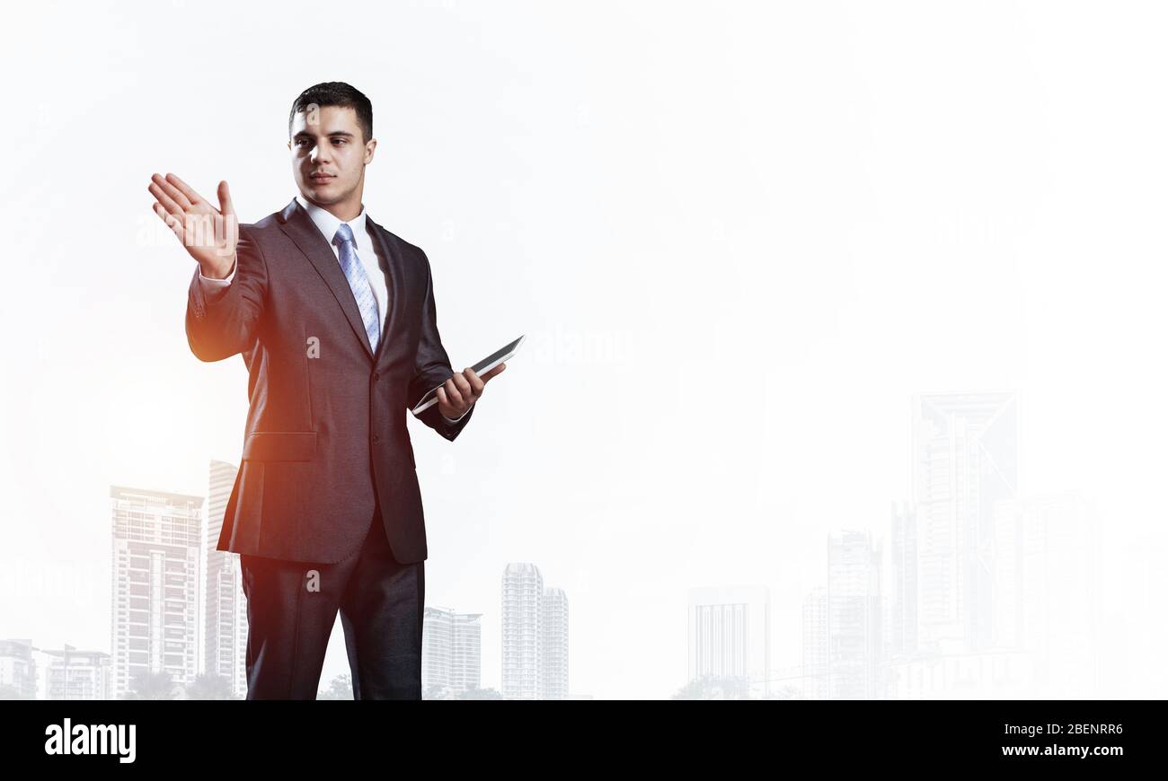 Front view of man in business suit and tie Stock Photo - Alamy