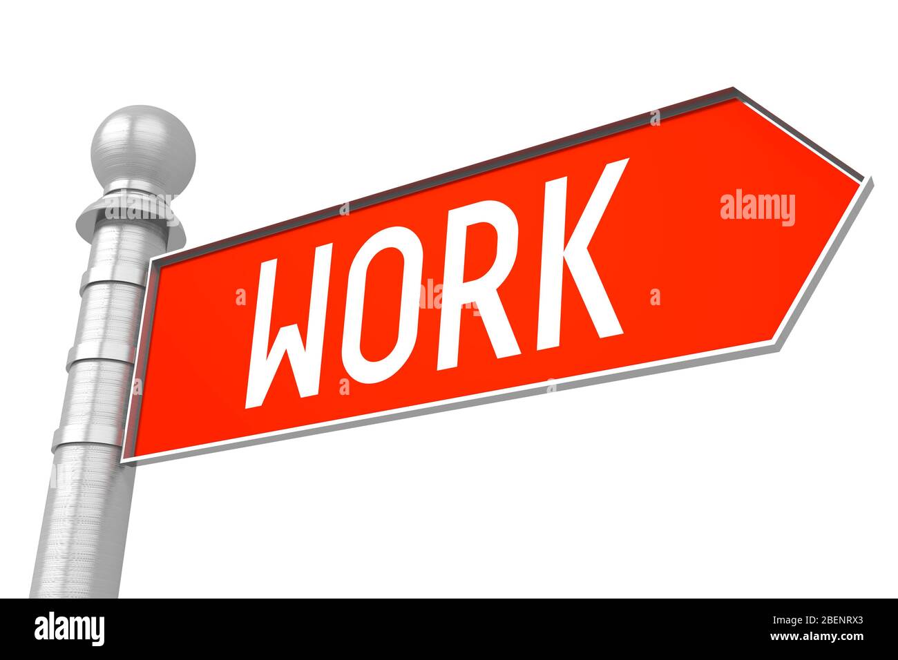 Work - red signpost Stock Photo - Alamy