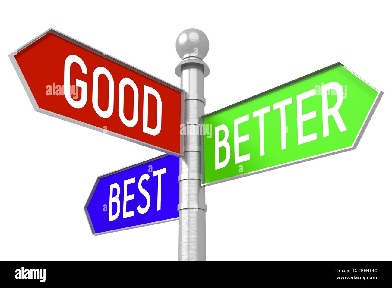 Good, better, best - colorful signpost Stock Photo - Alamy