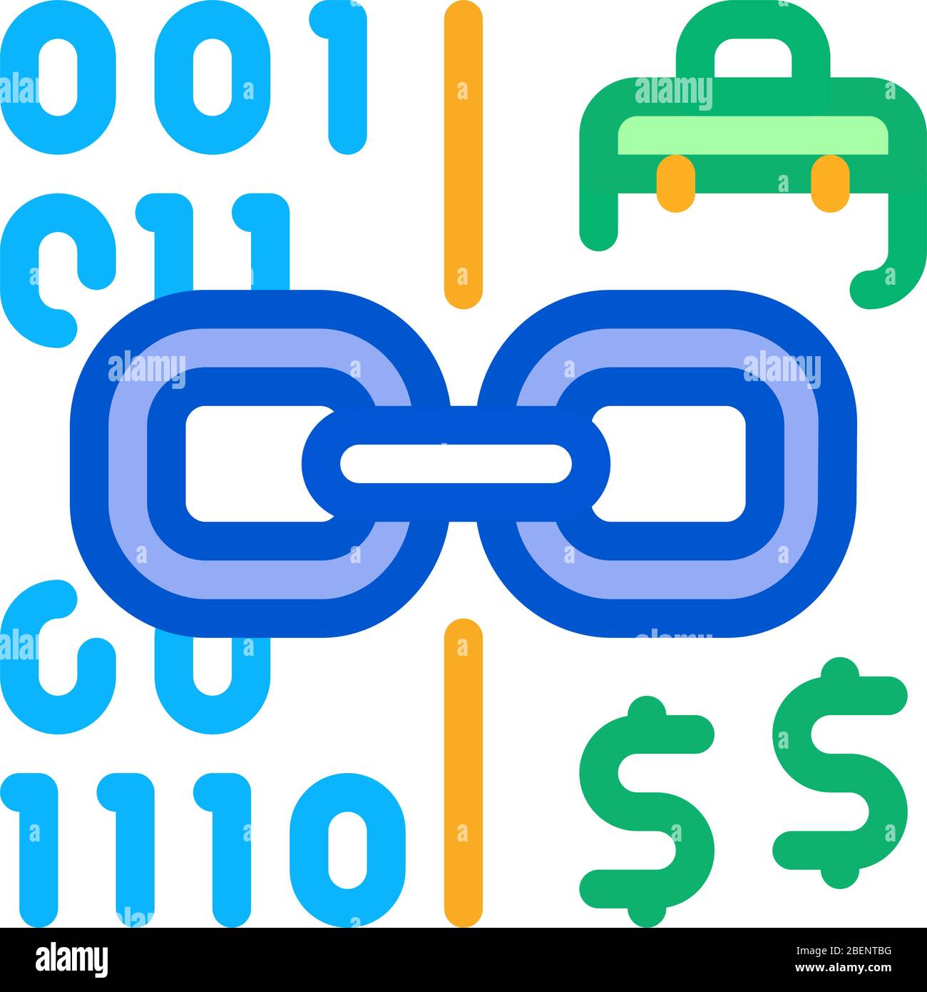 linking binary code to money icon vector outline illustration Stock ...