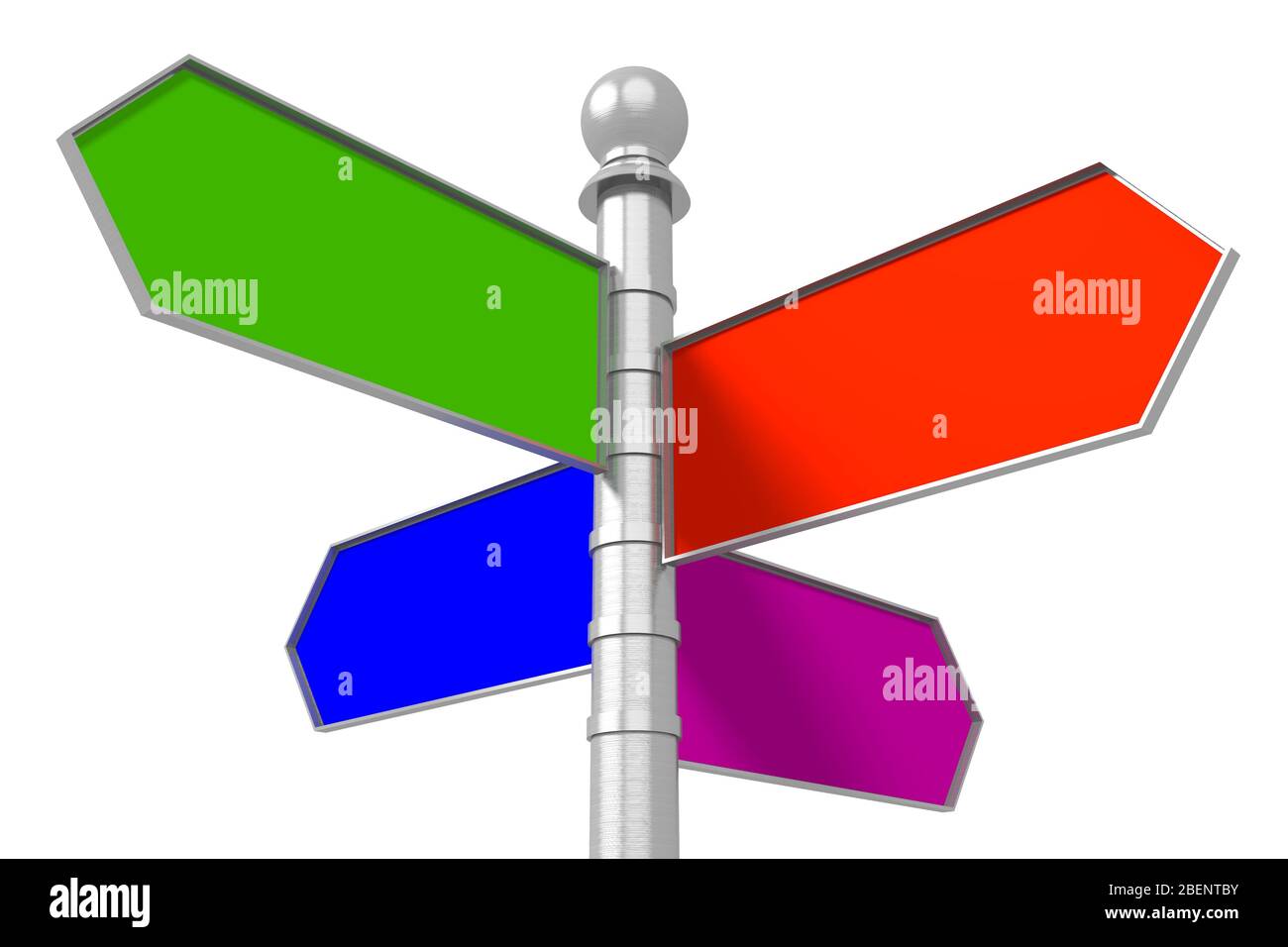 Metal signpost with four arrows Stock Photo - Alamy