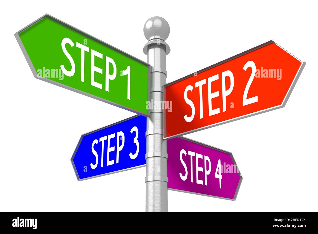Steps concept - colorful signpost Stock Photo - Alamy