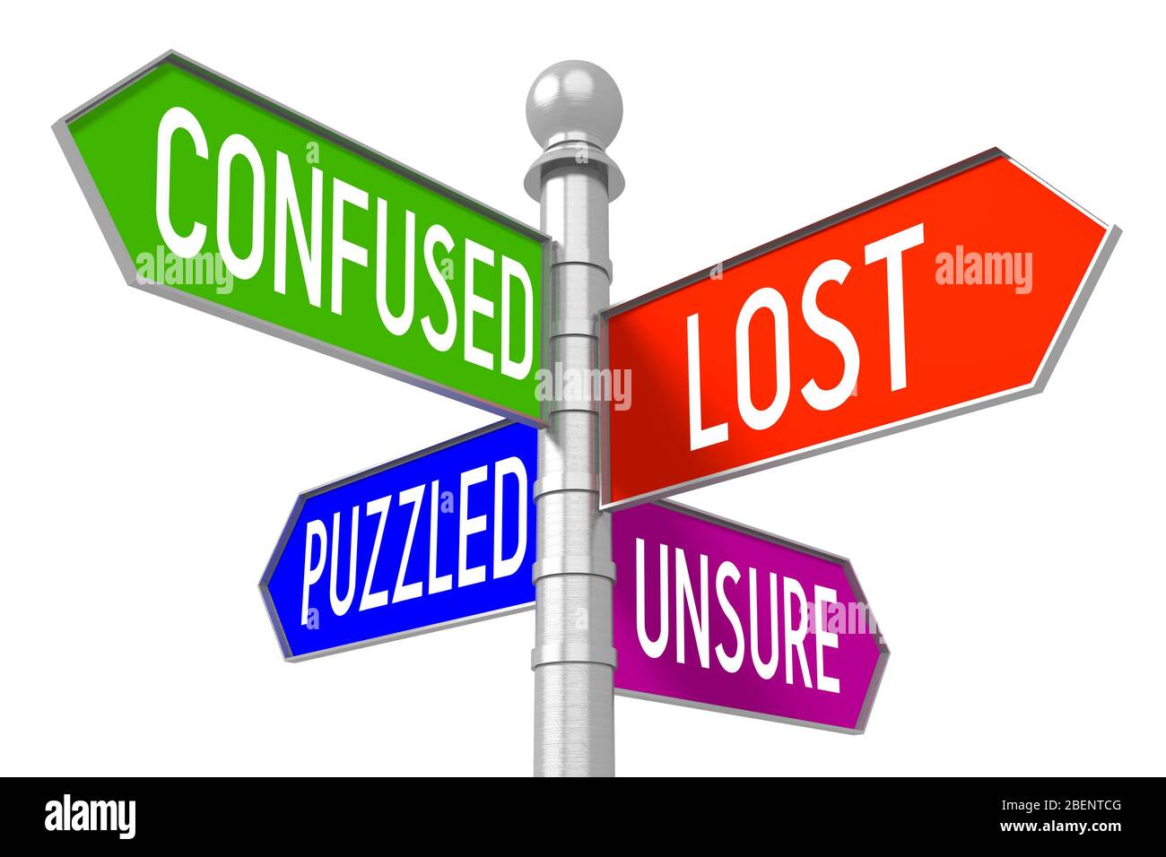 Lost concept - colorful signpost Stock Photo - Alamy