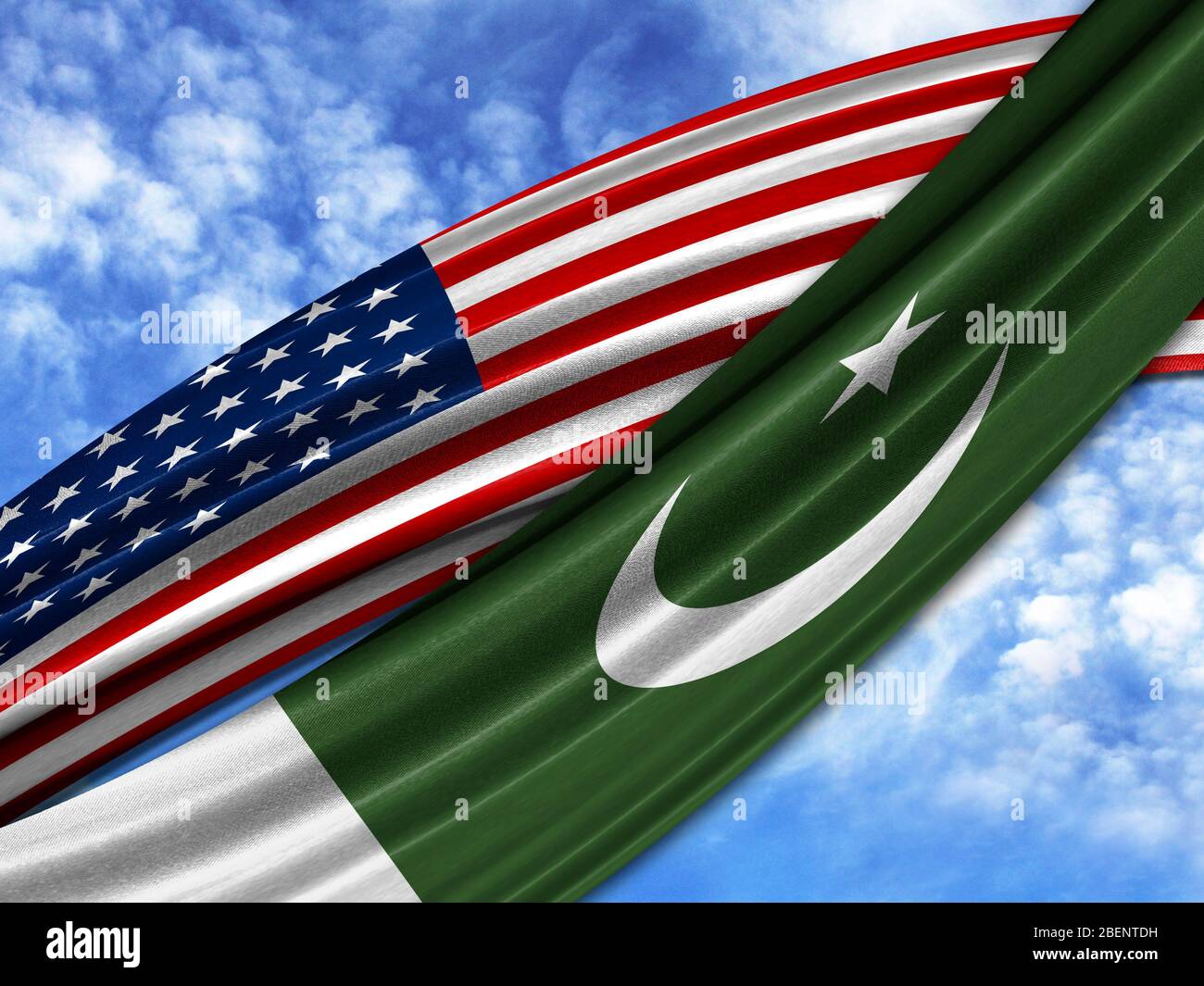 flag of America with Pakistan flag on sky background Stock Photo - Alamy