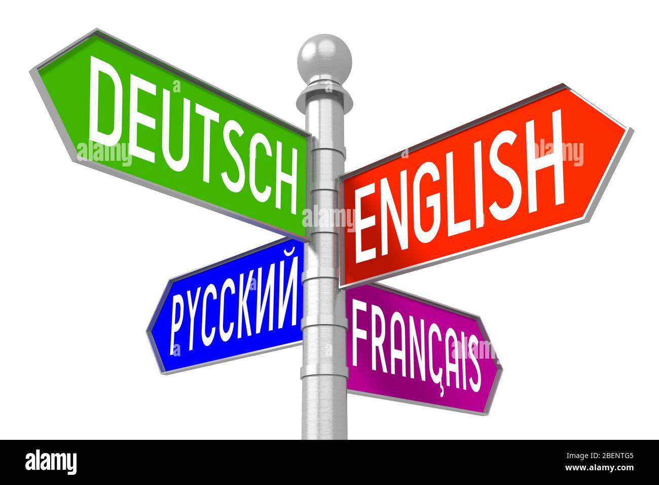Languages concept - colorful signpost Stock Photo - Alamy