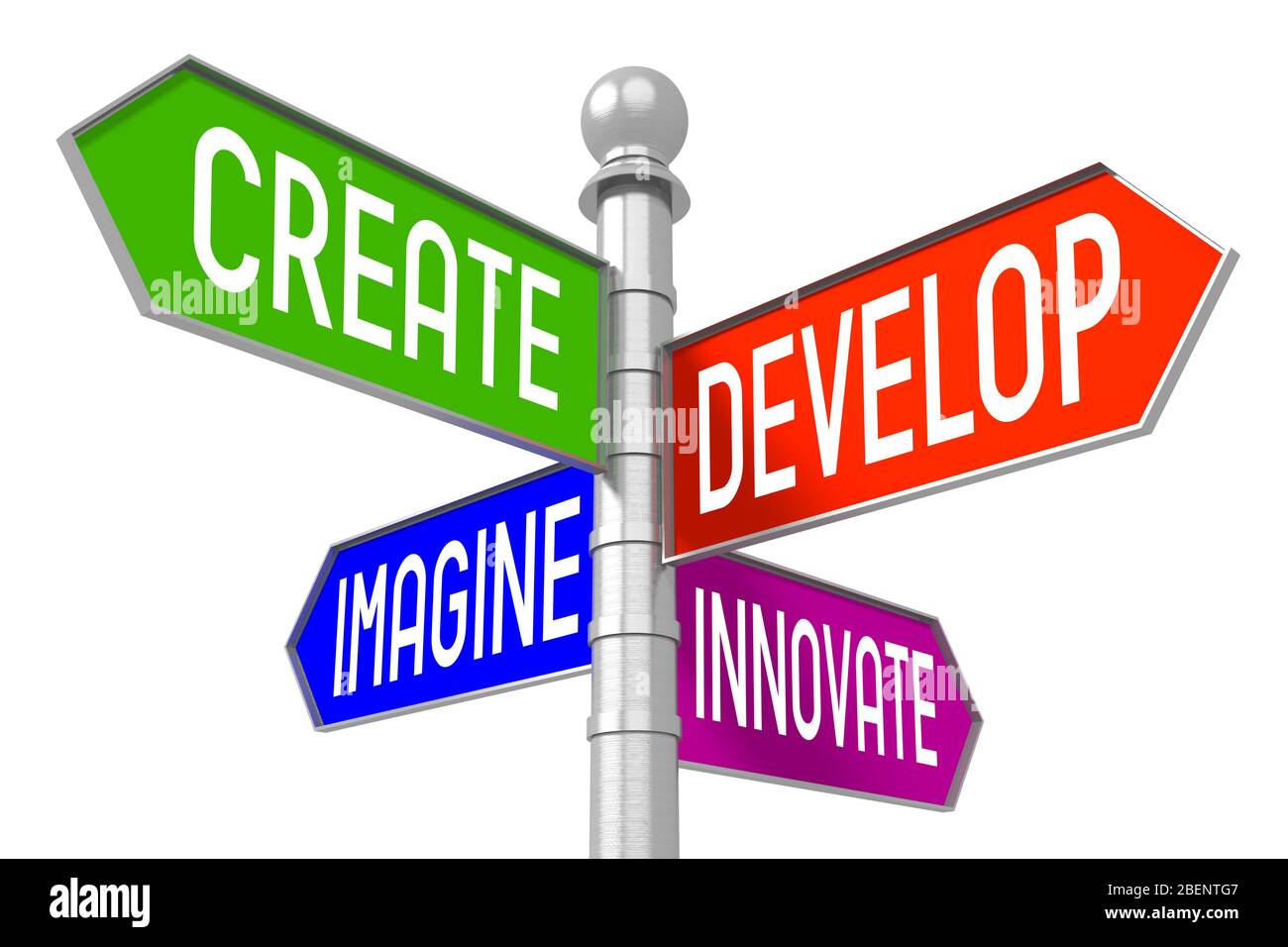 Development concept - colorful signpost Stock Photo - Alamy