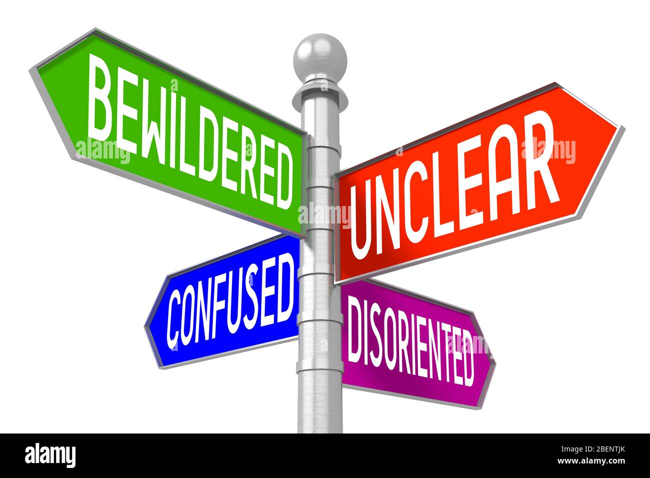 Confused concept - colorful signpost Stock Photo - Alamy
