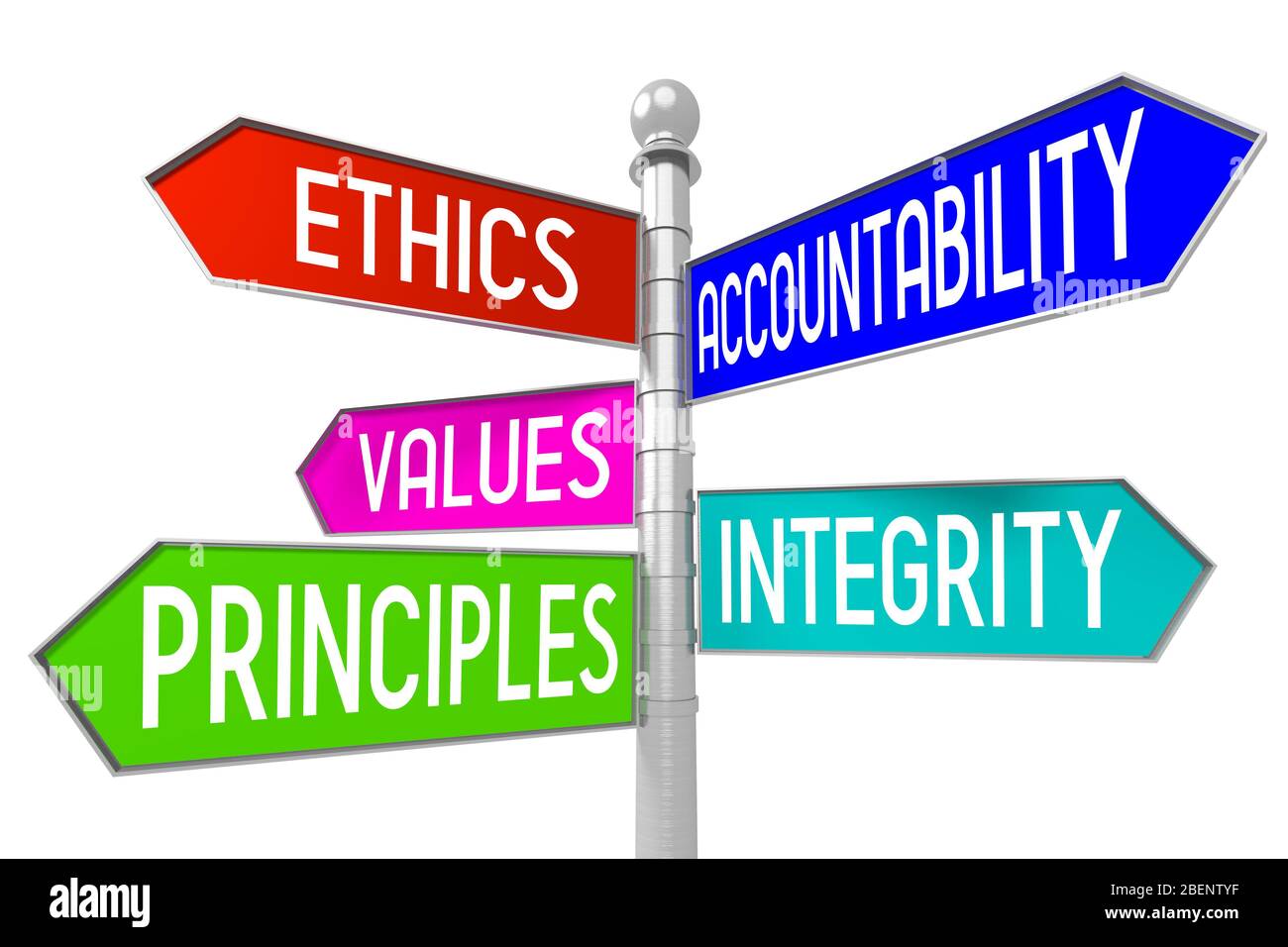 3D signpost - business ethics concept Stock Photo - Alamy