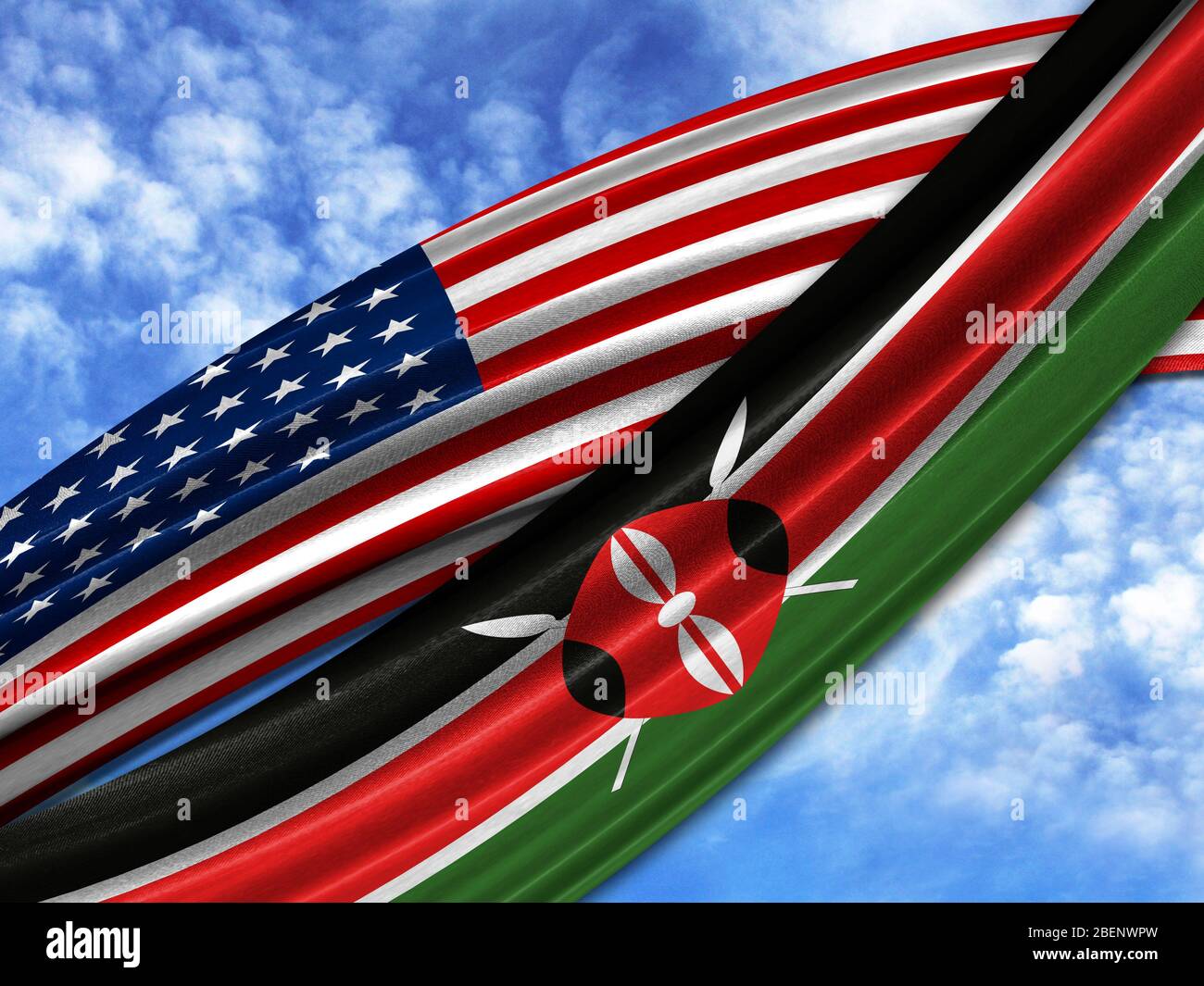 flag of America with Kenya flag on sky background Stock Photo - Alamy
