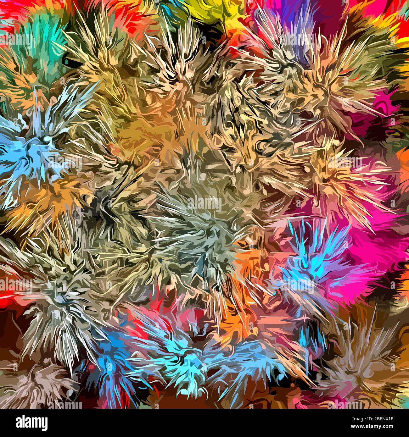 Abstract background. Psychedelic texture of brush strokes of colored ...