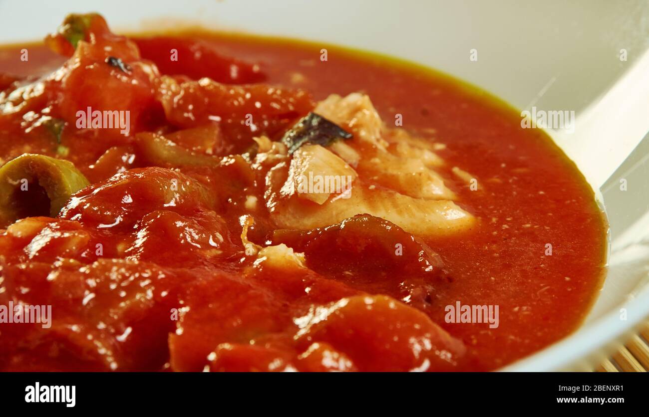 Chinese style cooked pike with vegetables and sauce Stock Photo - Alamy