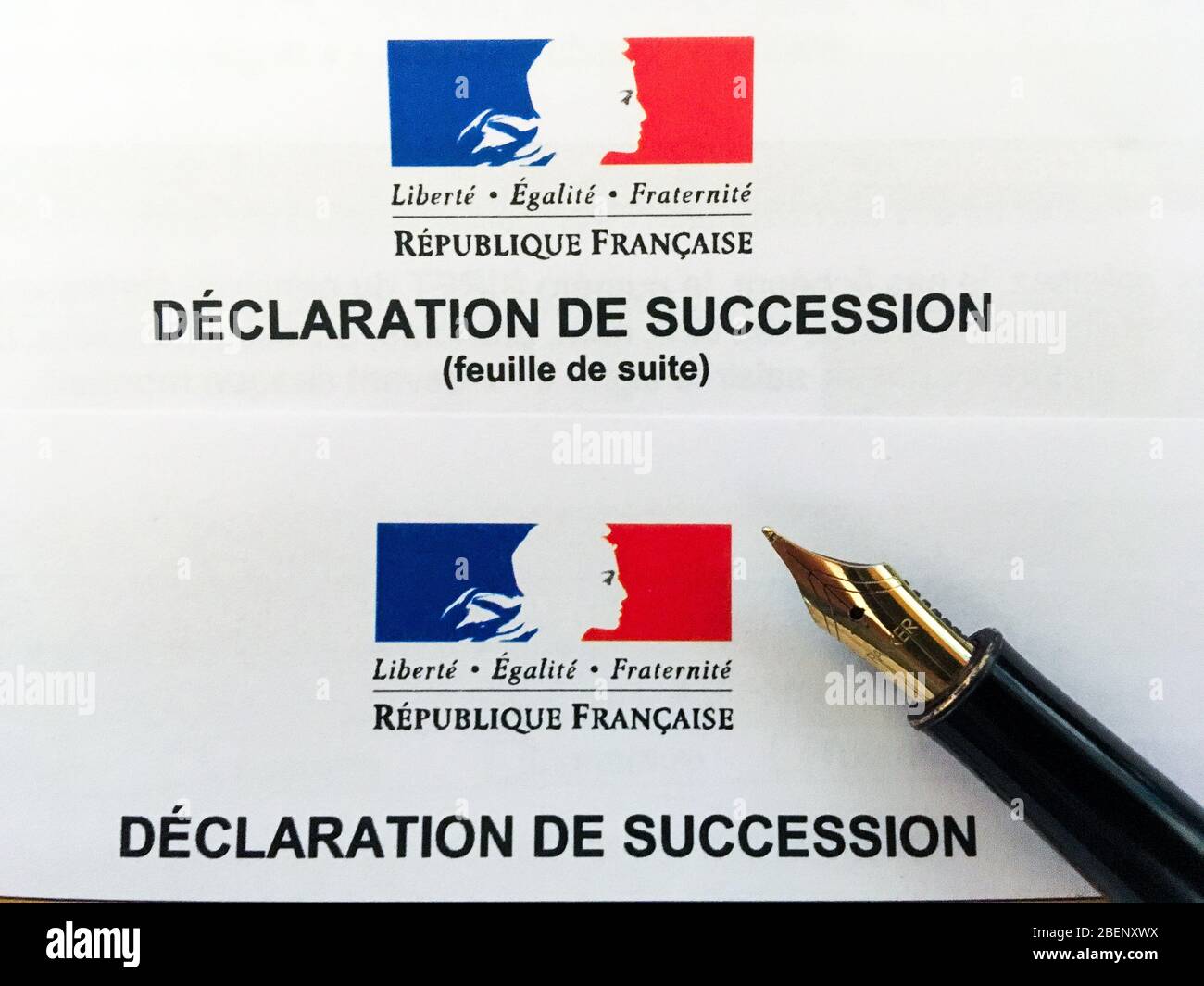 Declaration of succession, French administrative document, France Stock ...