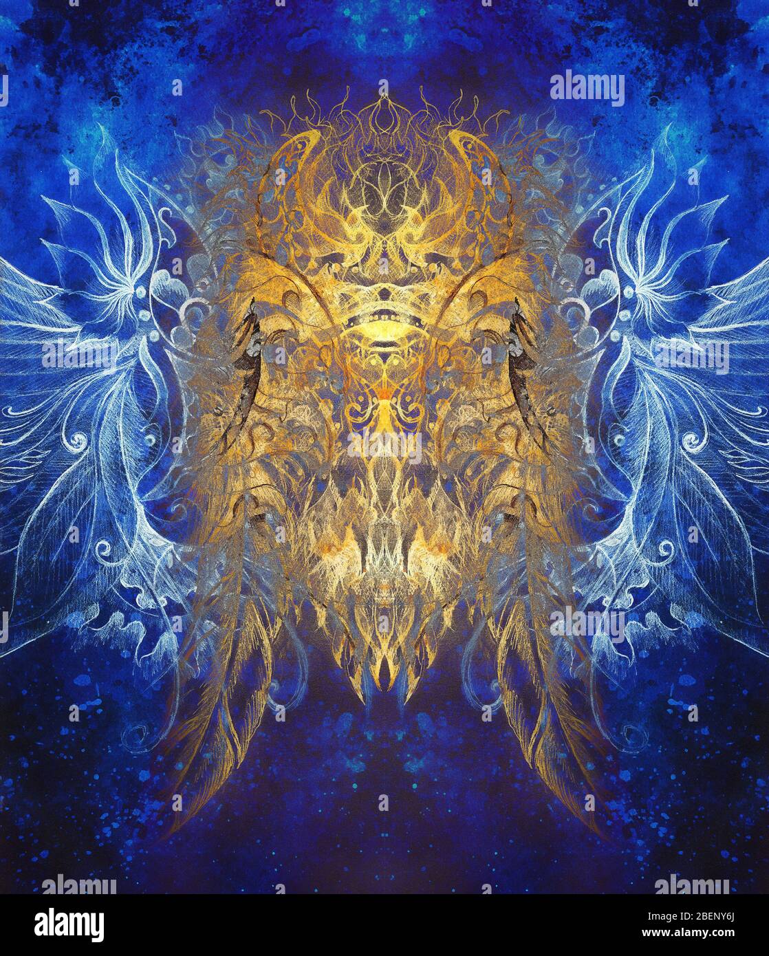 Original draw and computer collage. Color structure. Blue color ...