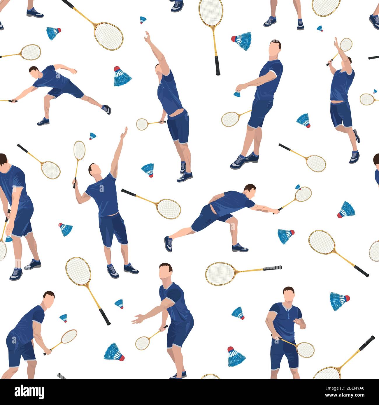 Badminton seamless pattern with badminton player, vector illustration ...