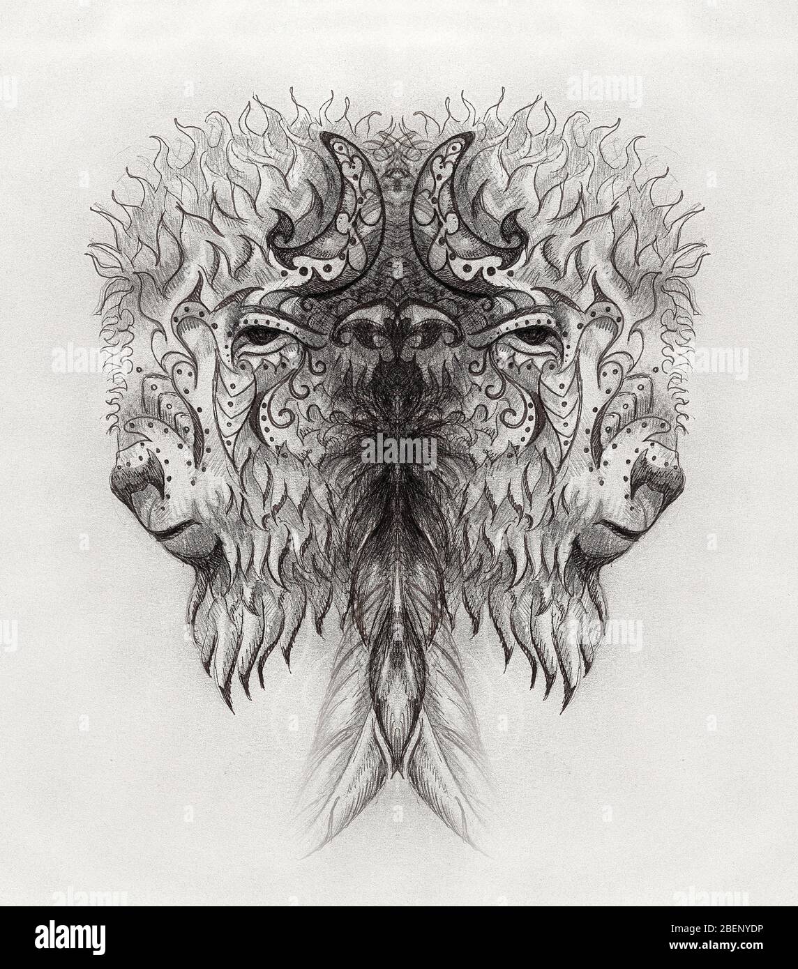 Hand drawing of sacred bison with ornaments Stock Photo - Alamy