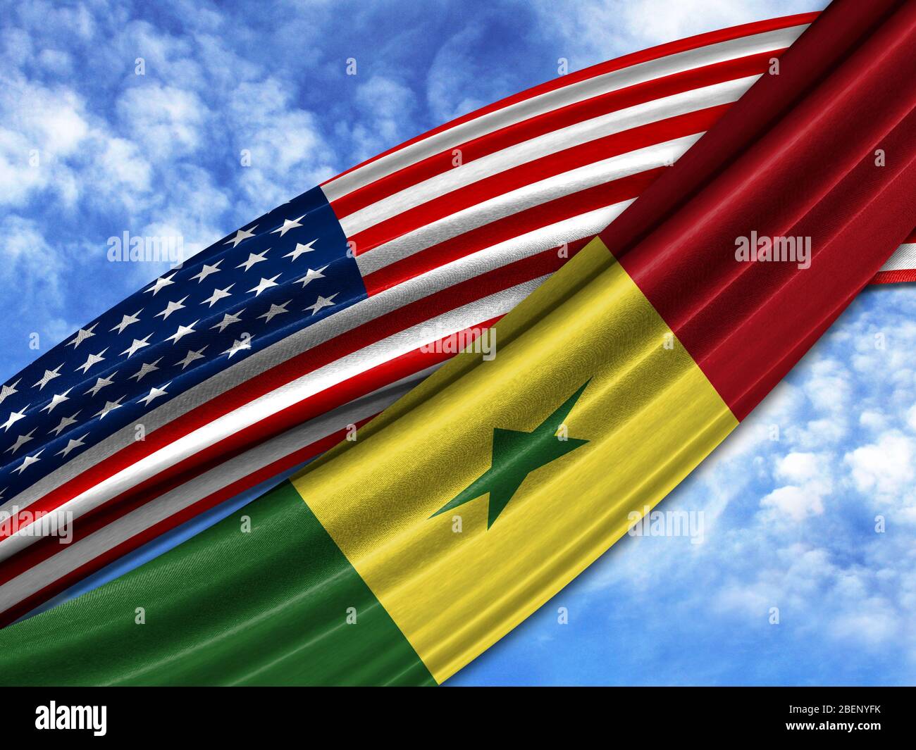 flag of America with Senegal flag on sky background Stock Photo - Alamy