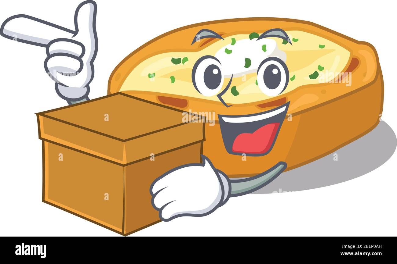 An picture of baked potatoes cartoon design concept holding a box Stock ...