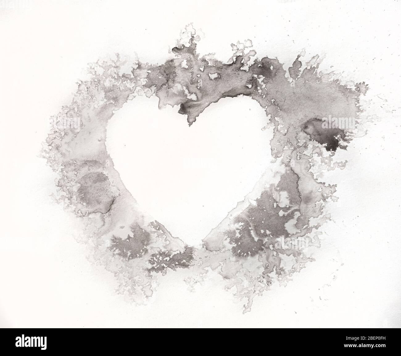 Watercolour splashes heart on white paper background Stock Photo - Alamy
