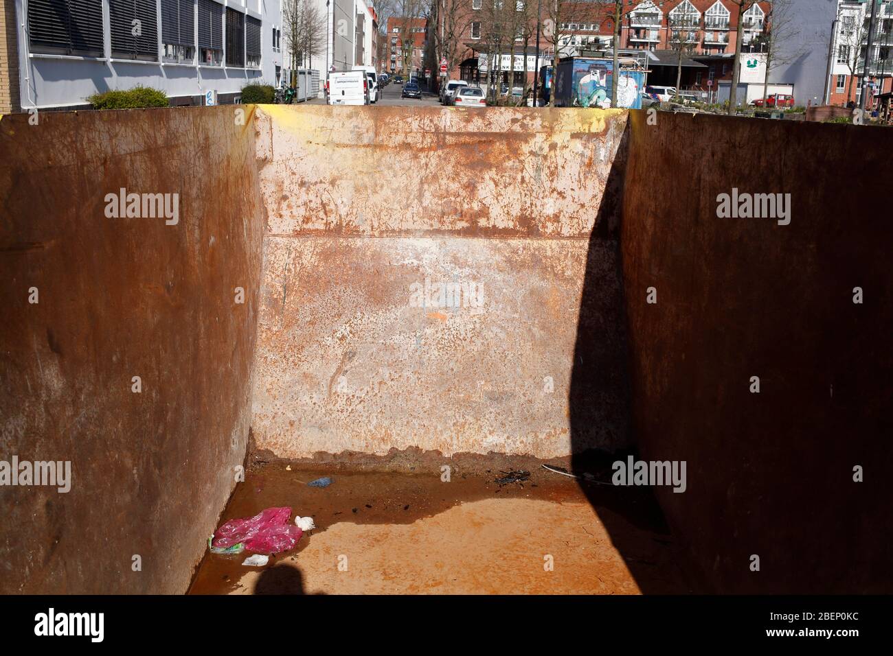 Empty skip for building rubble, Germany, Europe Stock Photo - Alamy