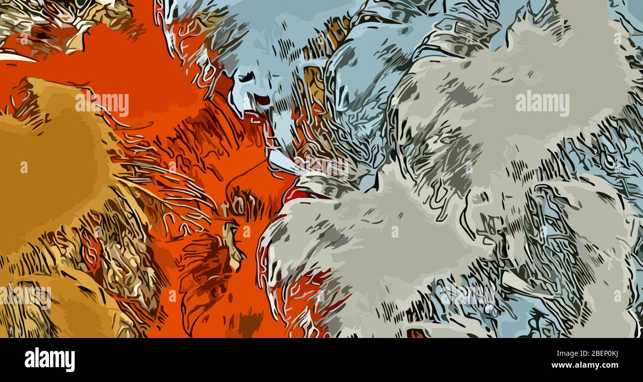 Abstract background. Psychedelic texture of brush strokes of colored ...