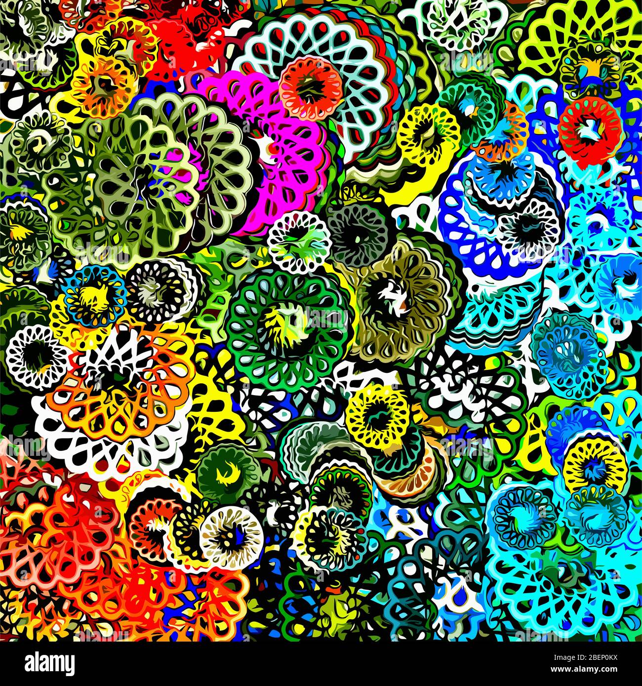 Abstract background. Psychedelic texture of brush strokes of colored ...