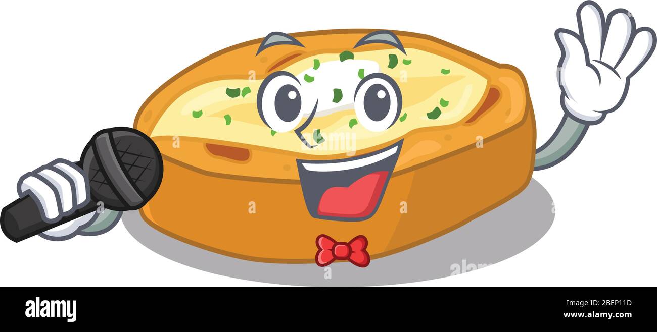 Talented singer of baked potatoes cartoon character holding a ...