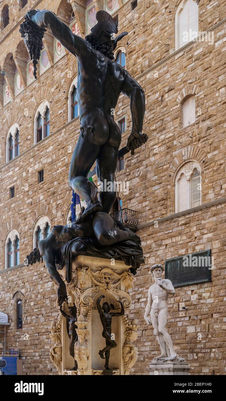 The ancient statue Perseus with the head of Medusa by Benvenuto Cellini ...