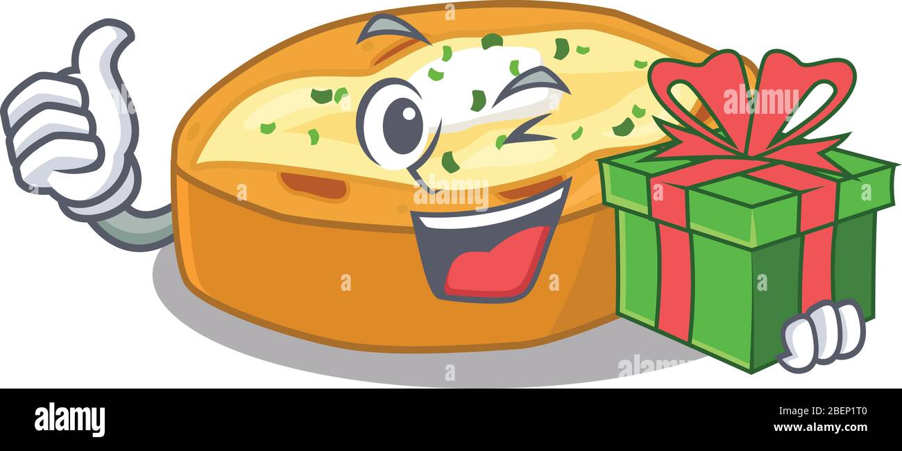 Smiling baked potatoes cartoon character having a green gift box Stock ...