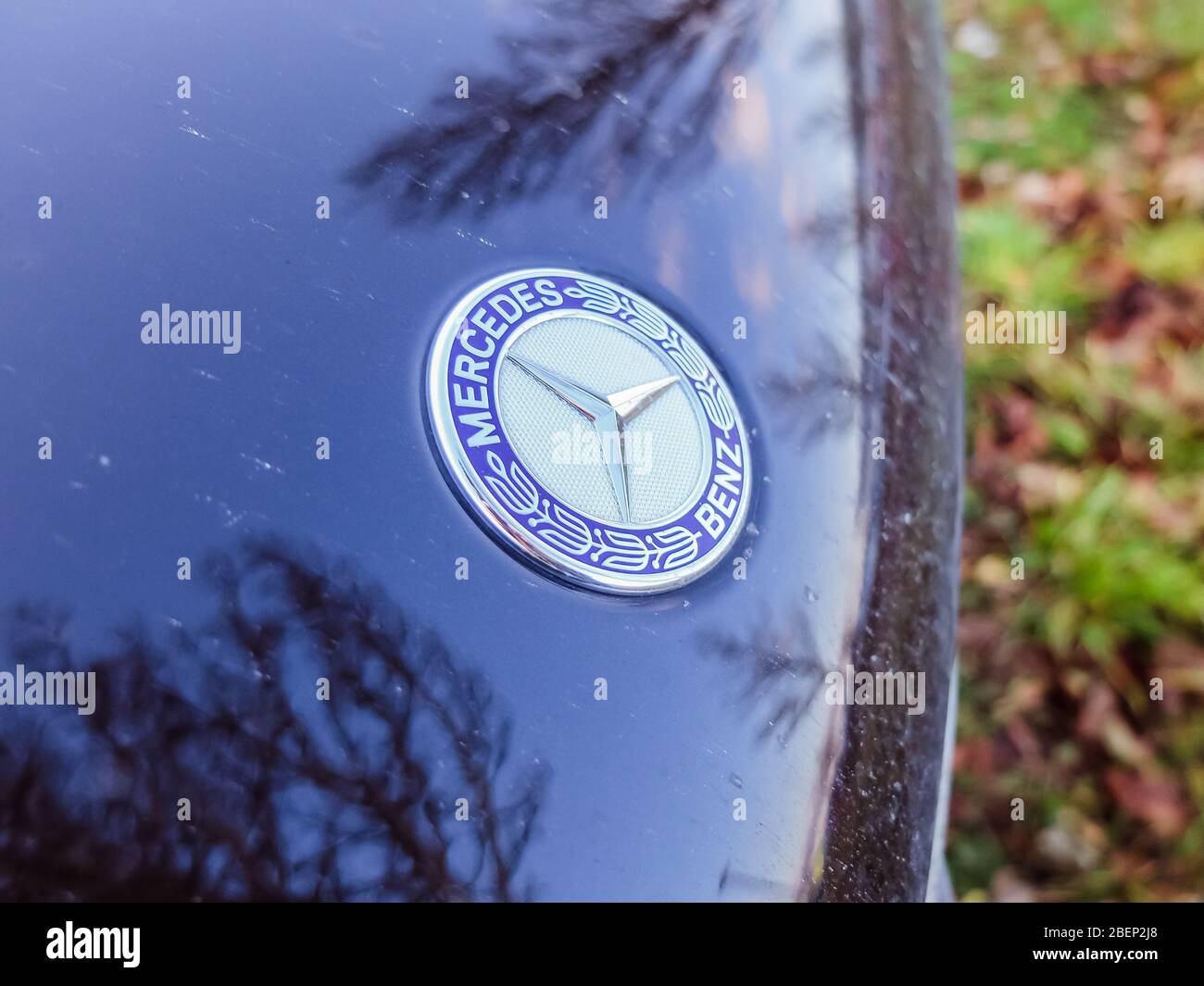 Mercedes benz logo on a car Stock Photo - Alamy