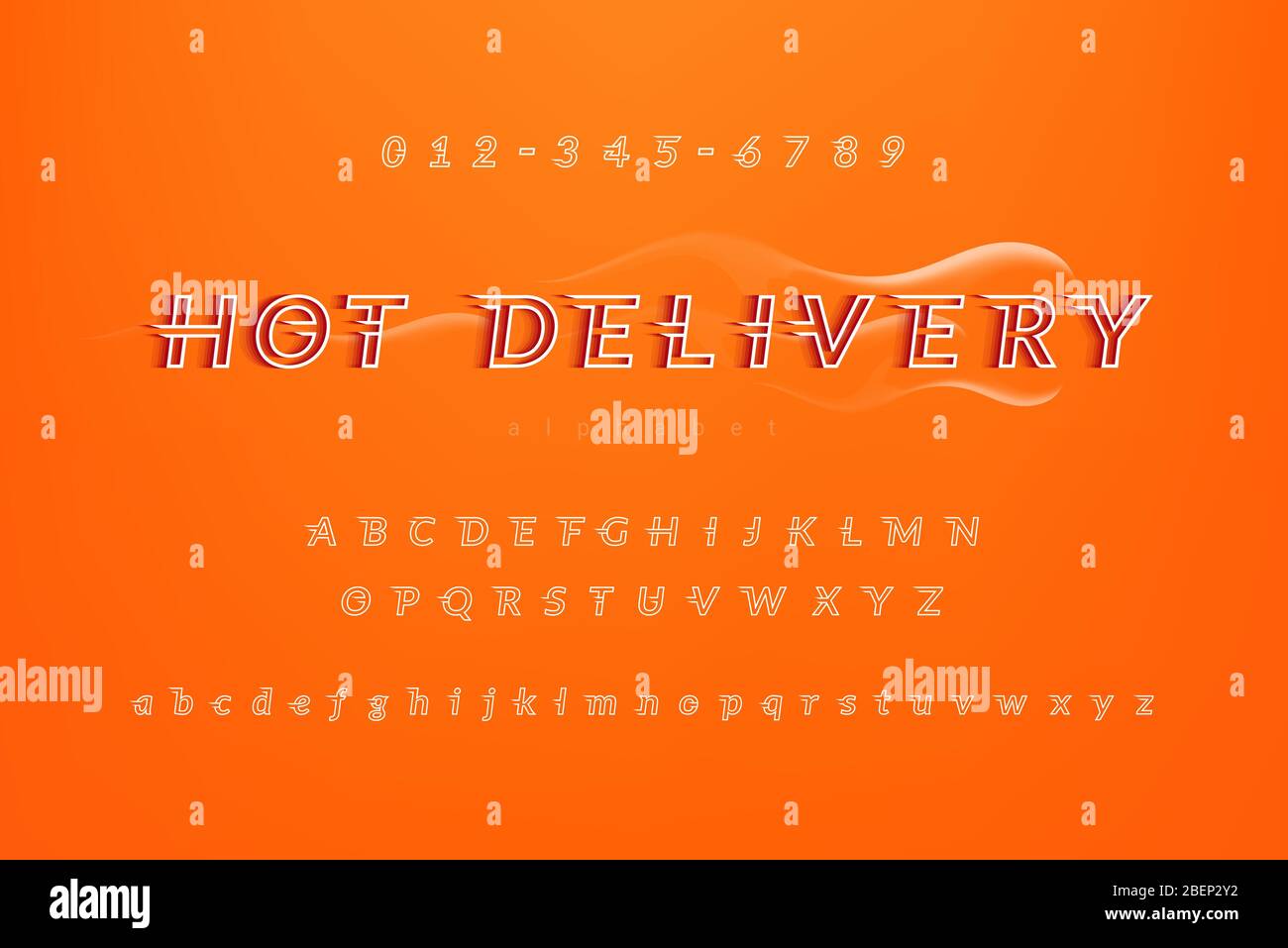 Hot delivery food service theme alphabet font set with uppercase ...