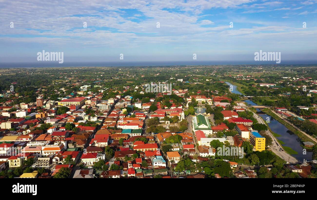 Cityscape in Asia, aerial view. Vigan City on Luzon Island. Landscape ...