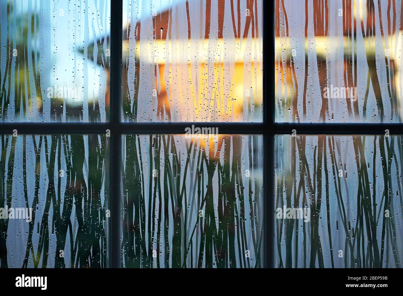 Look through the window of the rain the weather clears villa Stock ...