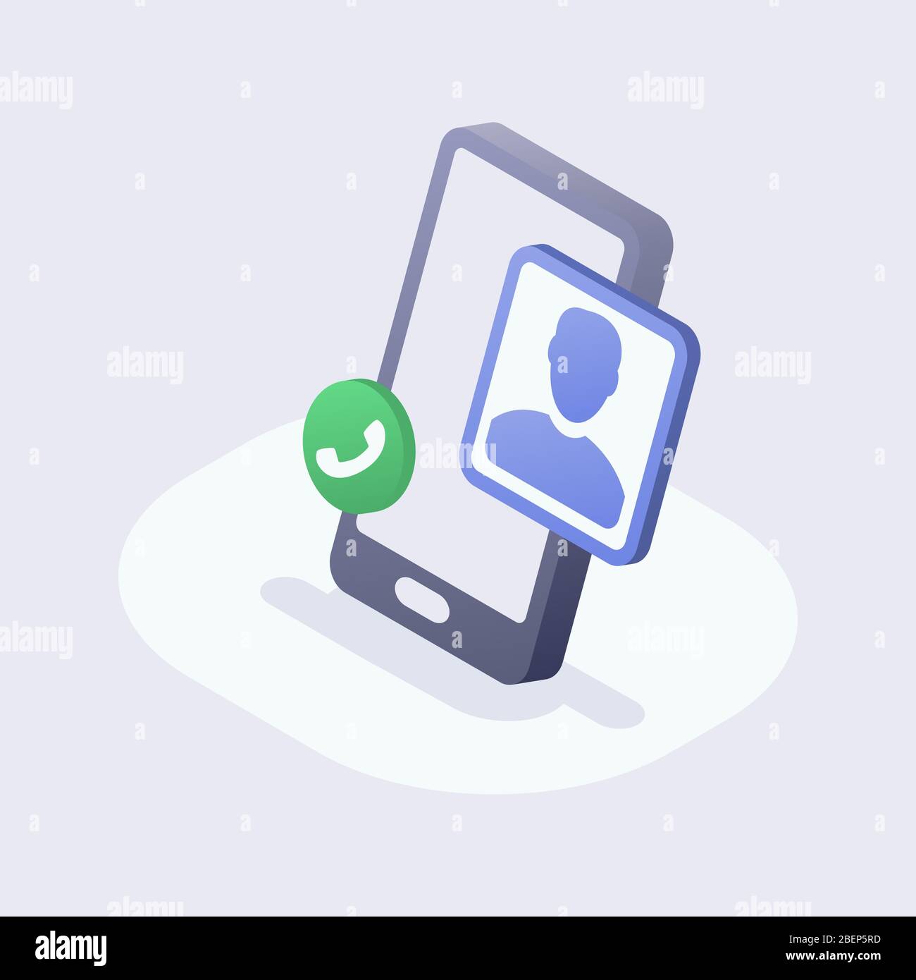 mobile phone call user profile concept with modern isometric style ...