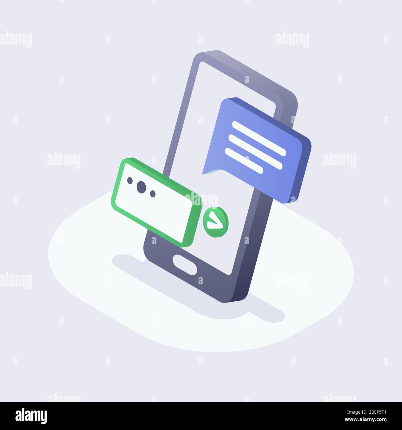 mobile messaging text communication concept with modern isometric style ...