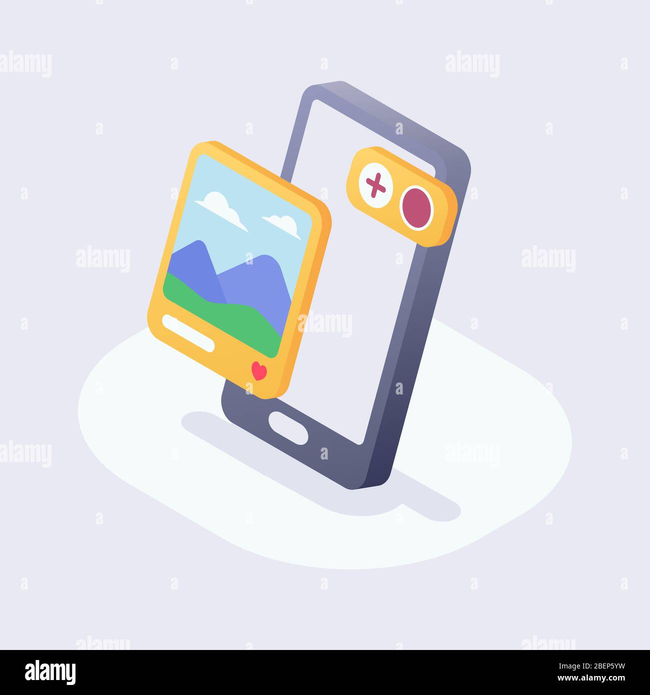 mobile phone add new images upload with modern isometric style vector ...